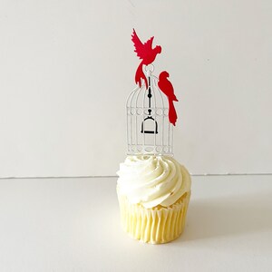 Parrot Cupcake Toppers, Birthday Cupcake Topper, Bird Cage - Etsy