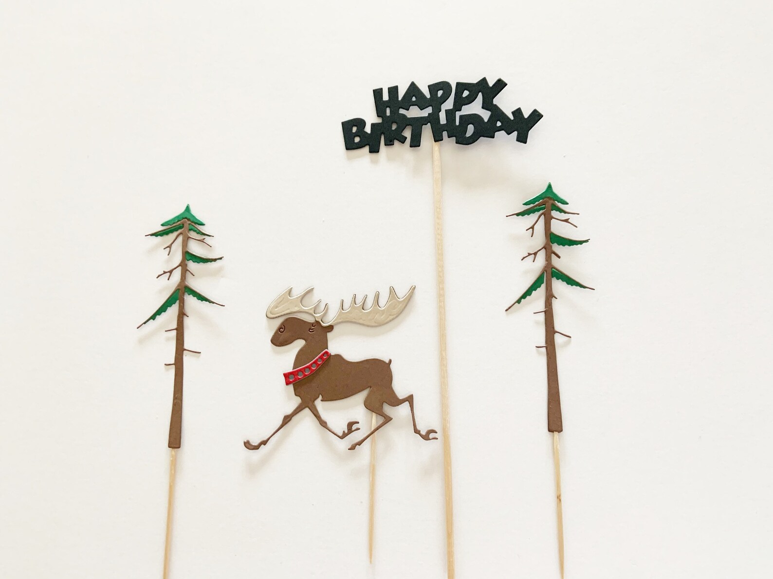 Moose Cake Topper Moose and Tree Toppers Birthday Christmas - Etsy
