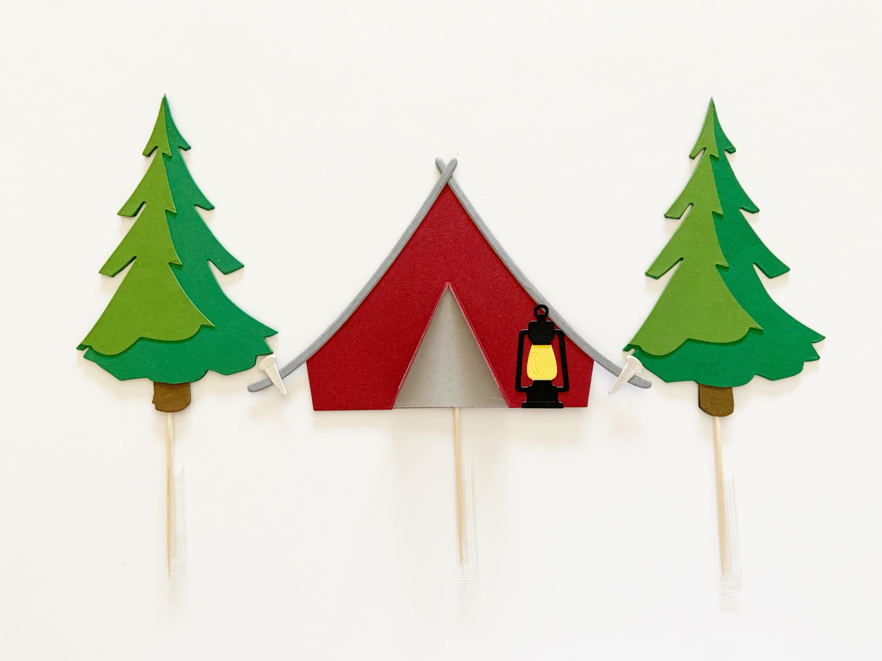 Tent Cake Topper Pine Tree Toppers Birthday Bear Topper - Etsy