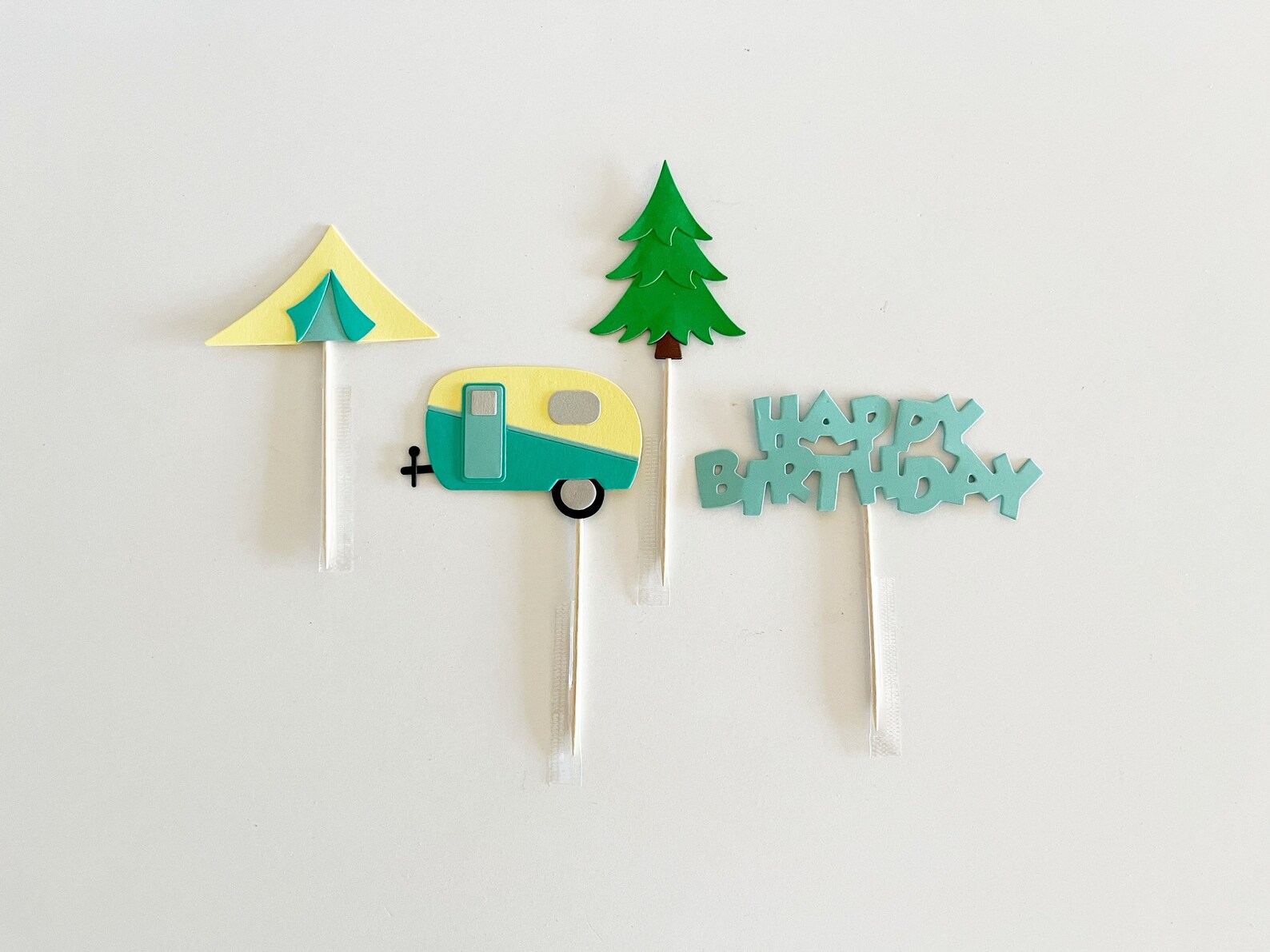 Happy Camper Cupcake Toppers Birthday Party Camping Theme | Etsy