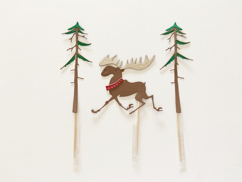Moose Cake Topper moose and tree toppers birthday Christmas | Etsy
