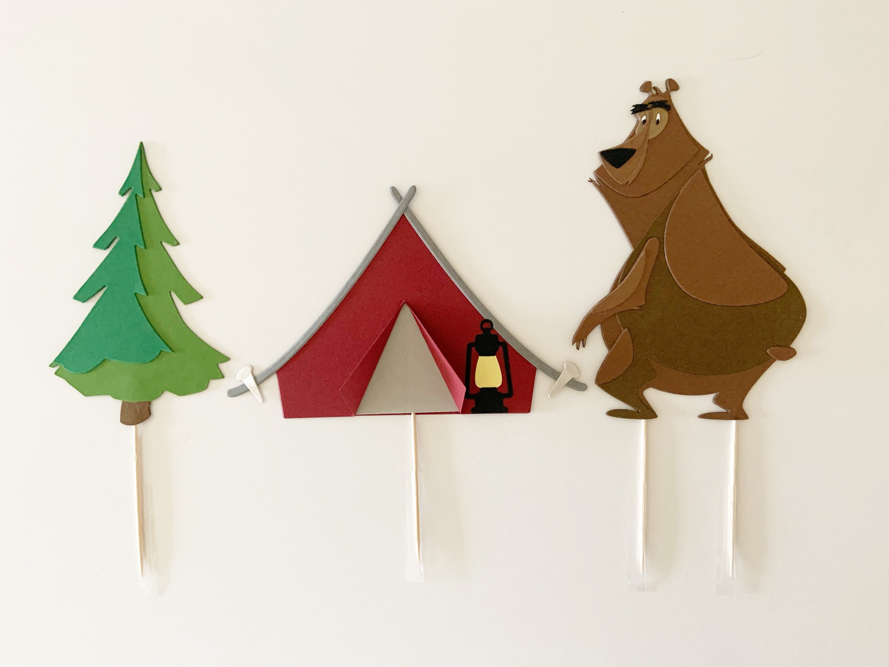 Tent Cake Topper Pine Tree Toppers Birthday Bear Topper - Etsy