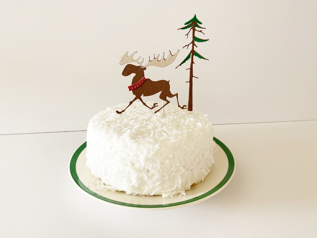 Moose Cake Topper Moose and Tree Toppers Birthday Christmas - Etsy