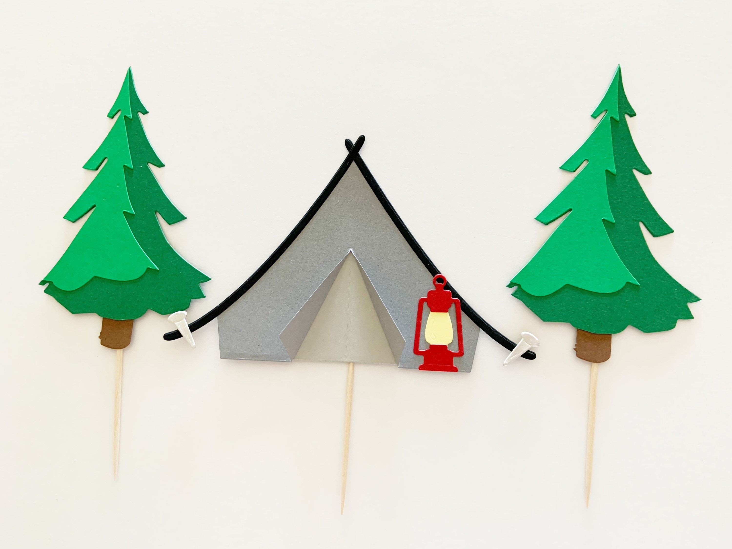 Tent Cake Topper Pine Tree Toppers Birthday Bear Topper - Etsy