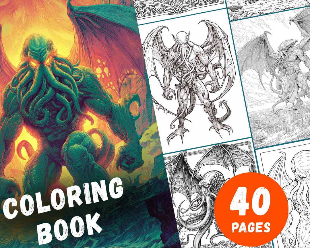 40 Cthulhu Coloring Pages Printable for Adults | Lovecraft Horror ...