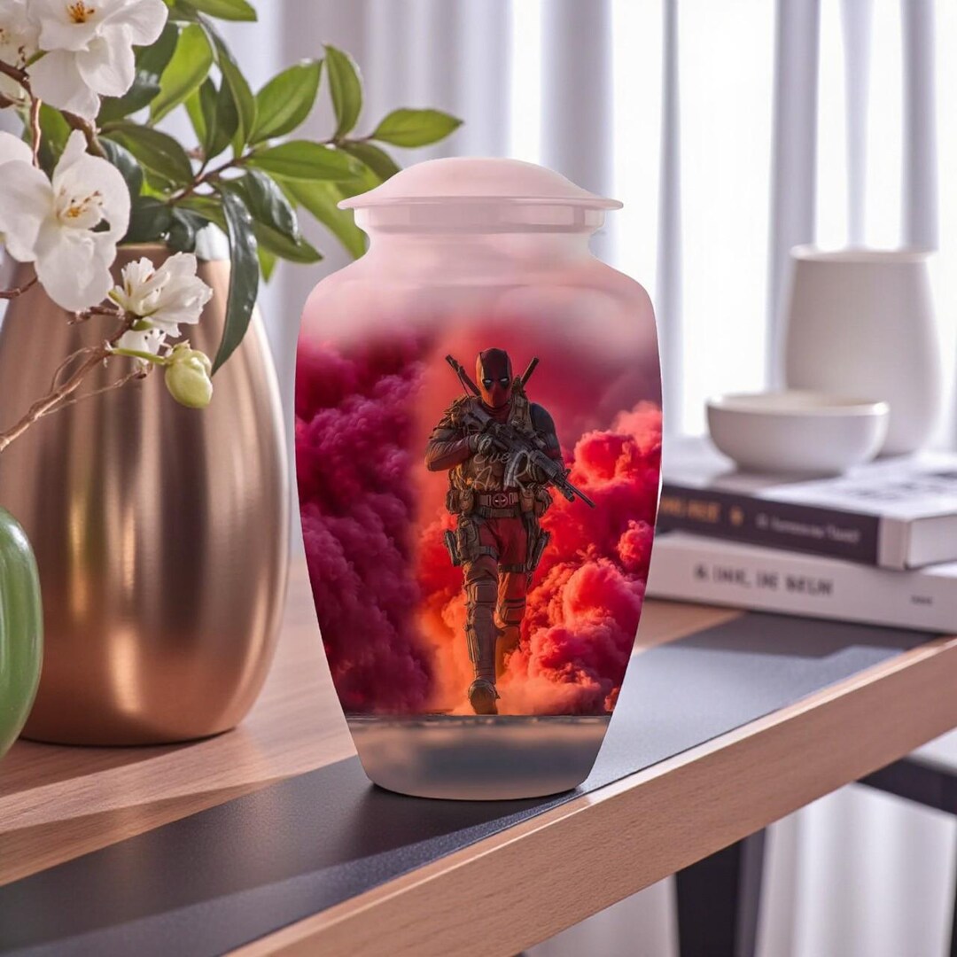 Heroic Warrior Urn Bold Memorial Keepsake With Action-inspired Red ...