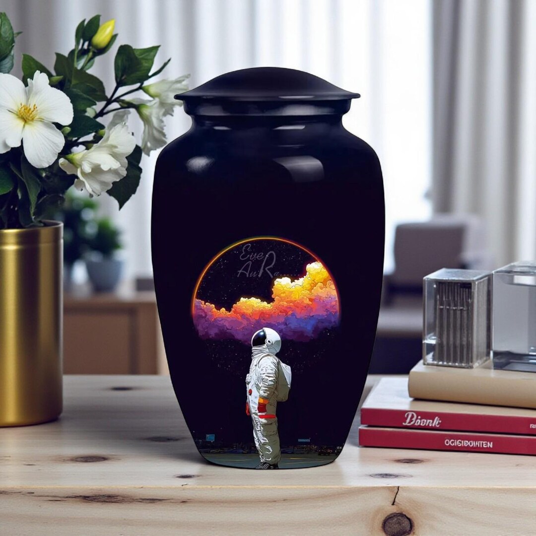 Cosmic Journey Urn Astronaut Memorial Keepsake With Galaxy Sky and ...
