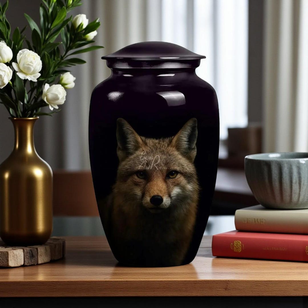 Adult Cremation Urn for Human Ashes Elegant Fox Design Urn, Memorial ...