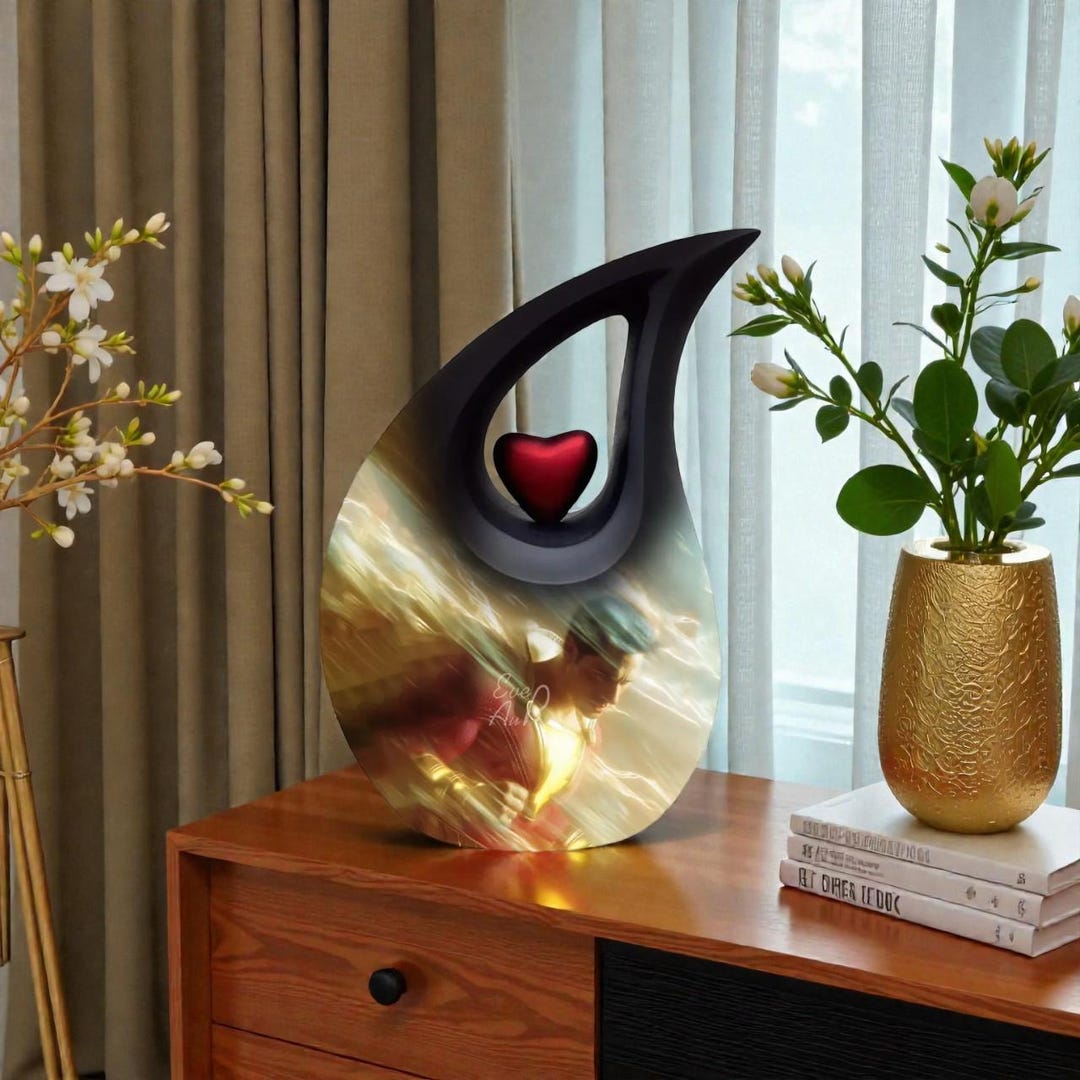 Modern Urn Box for Adult Ashes, Tear Drop Shape, Dynamic Superhero ...