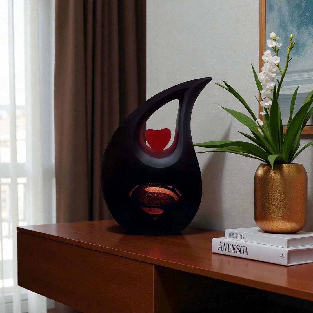 Superhero Urn Box, Adult Ashes, Tear Drop Shape, Iconic Symbol Memorial ...