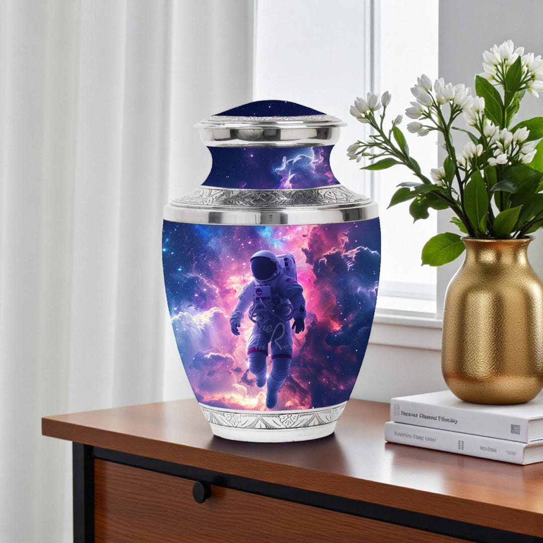 Cosmic Astronaut Memorial Urn Space Galaxy Tribute Keepsake for Eternal ...