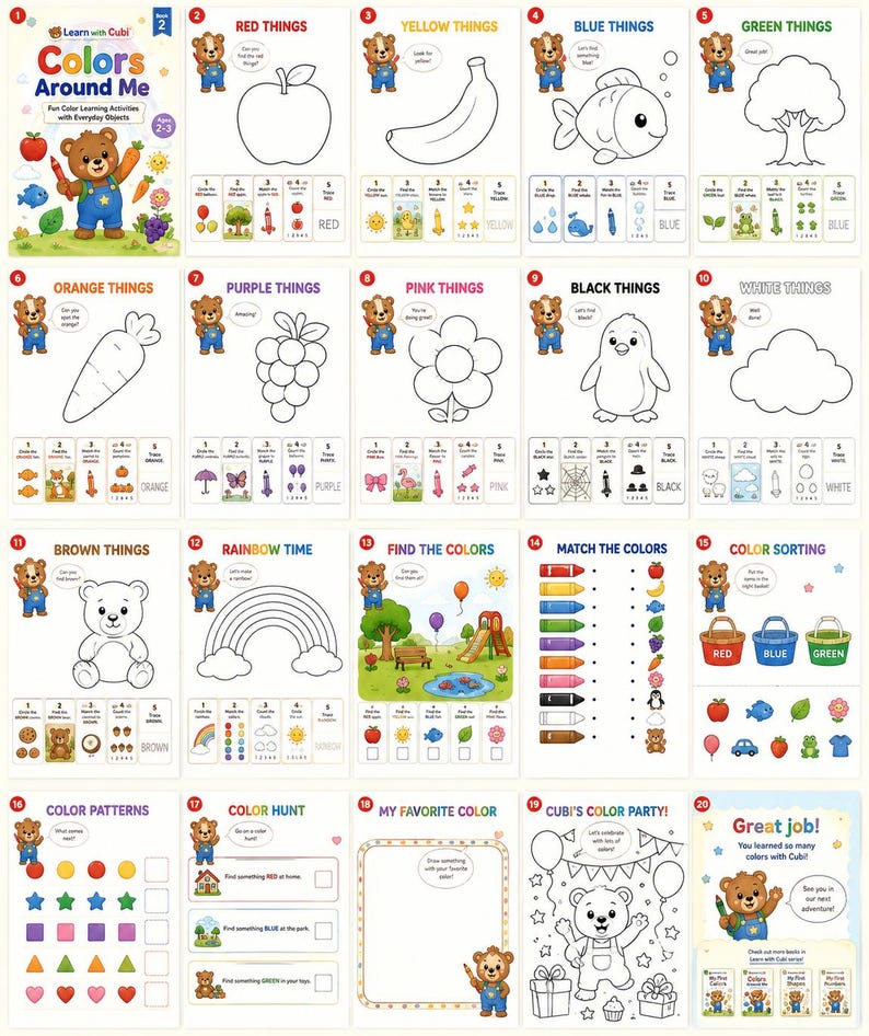 Toddler Colors Activity Book | Color Learning Printable PDF (ages 2-3 ...