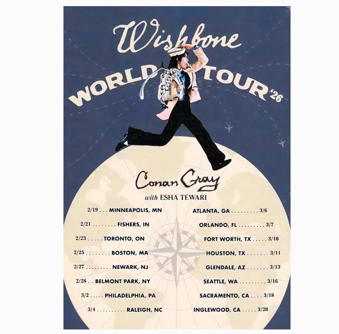 CONAN GRAY Wishbone 2026 North America Tour Poster - Etsy Australia