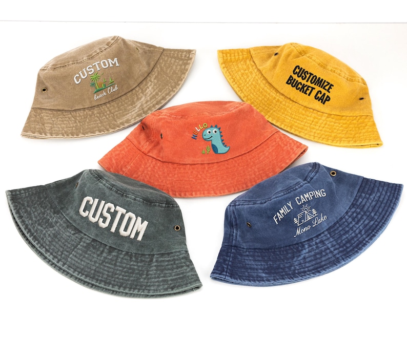 Custom Text Logo Bucket Hats, Personalized Outdoor Sun Hat ...