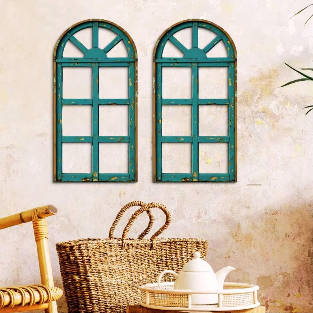2-piece Rustic Hanging Window Frame Wall Decor - Etsy