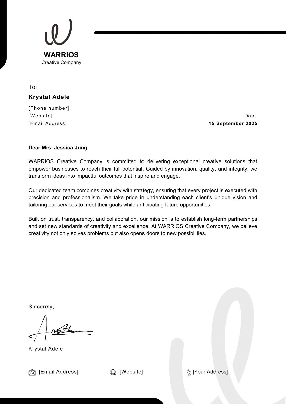 Professional Company Letterhead Template | Editable Business Letterhead ...