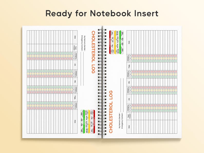 Printable & Fillable Cholesterol Log PDF, Blood Lipid Panel Monitor ...