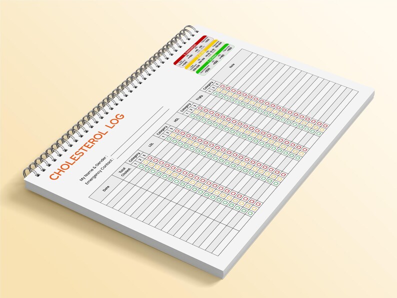 Printable & Fillable Cholesterol Log PDF, Blood Lipid Panel Monitor ...