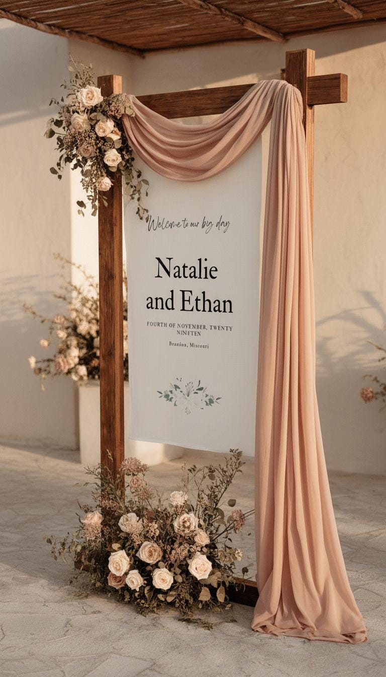 Personalized Wedding Banner for Outdoor Ceremony, Welcome Sign With ...