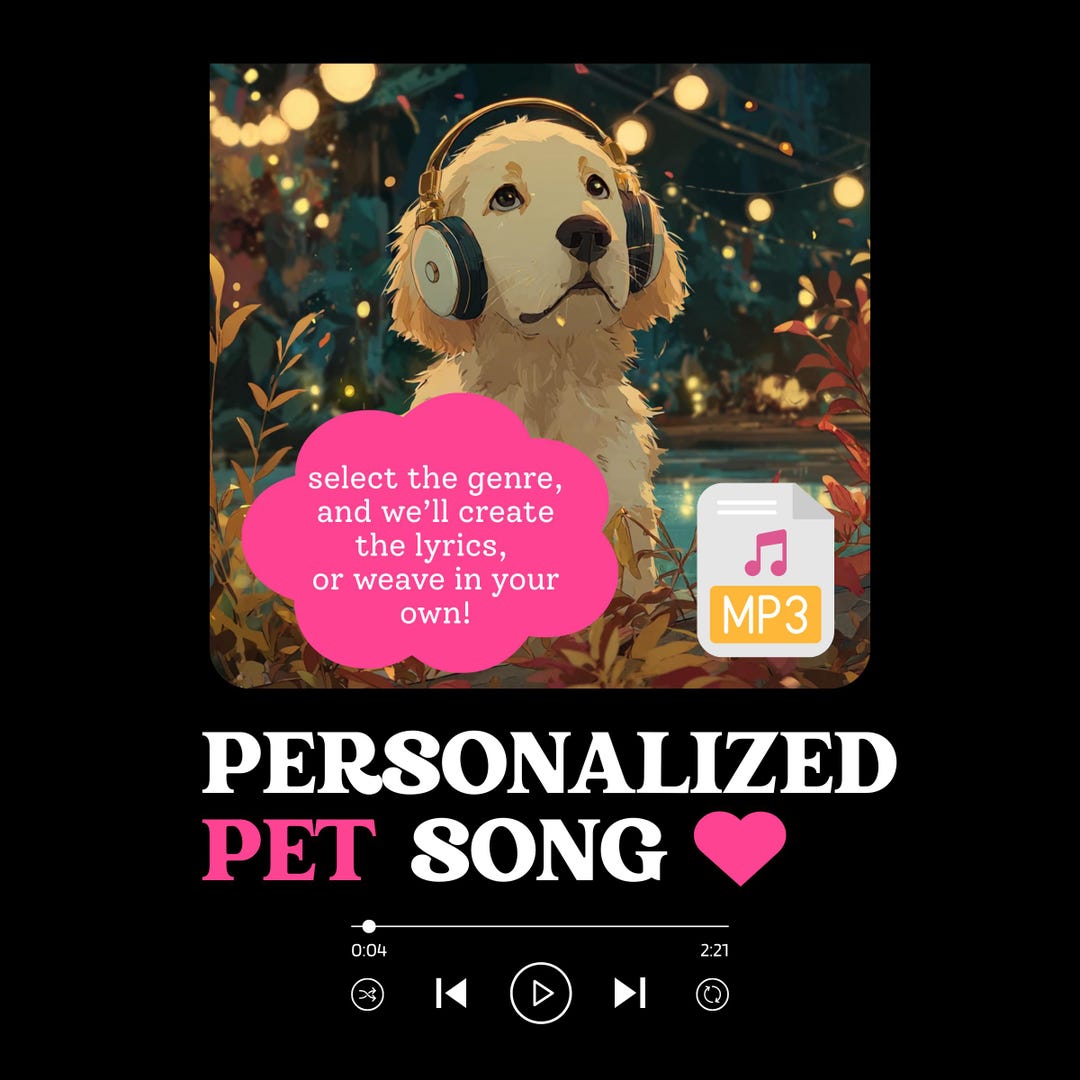 Personalized Pet Song With Custom Lyrics, MP3 Audio File - Etsy
