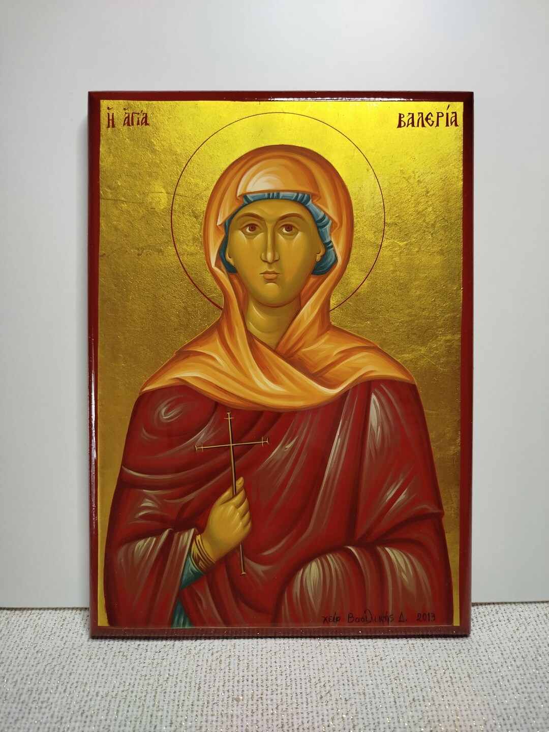 Hand Painted Byzantine Icon - Saint Valeria - Wooden Orthodox Icon With ...