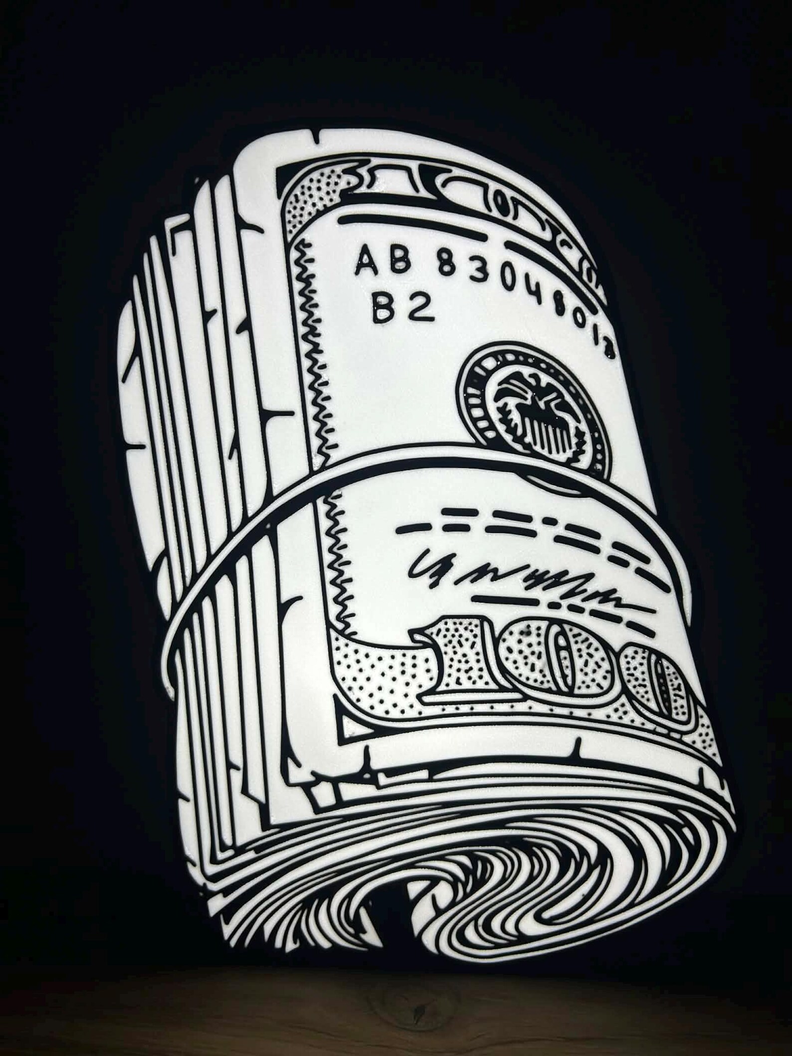 Tattoo Inspired Dollar Bill Roll Lightbox, Unique LED Illuminated Money ...