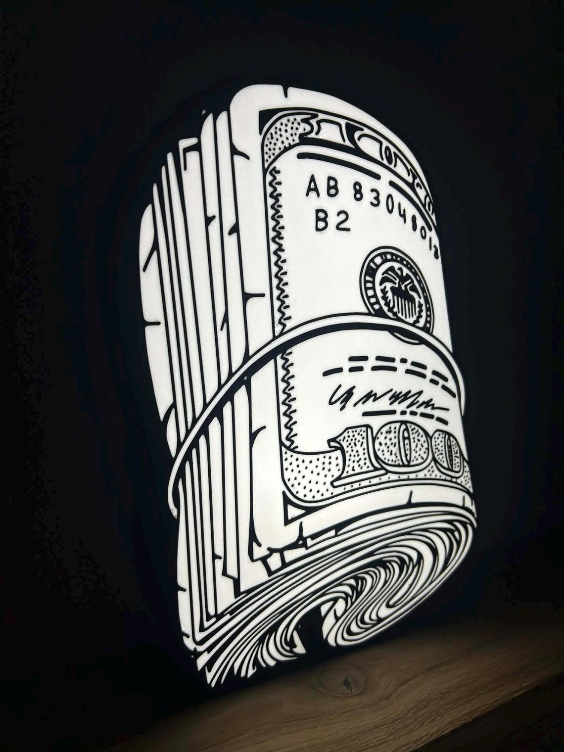 Tattoo Inspired Dollar Bill Roll Lightbox, Unique LED Illuminated Money ...