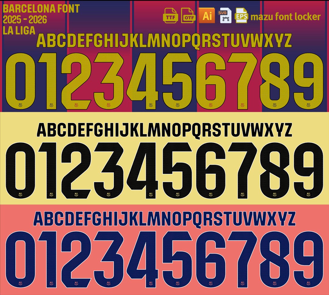 Barcelona 2025-26 La Liga Font – Vector Typeface (digital Download) - Etsy