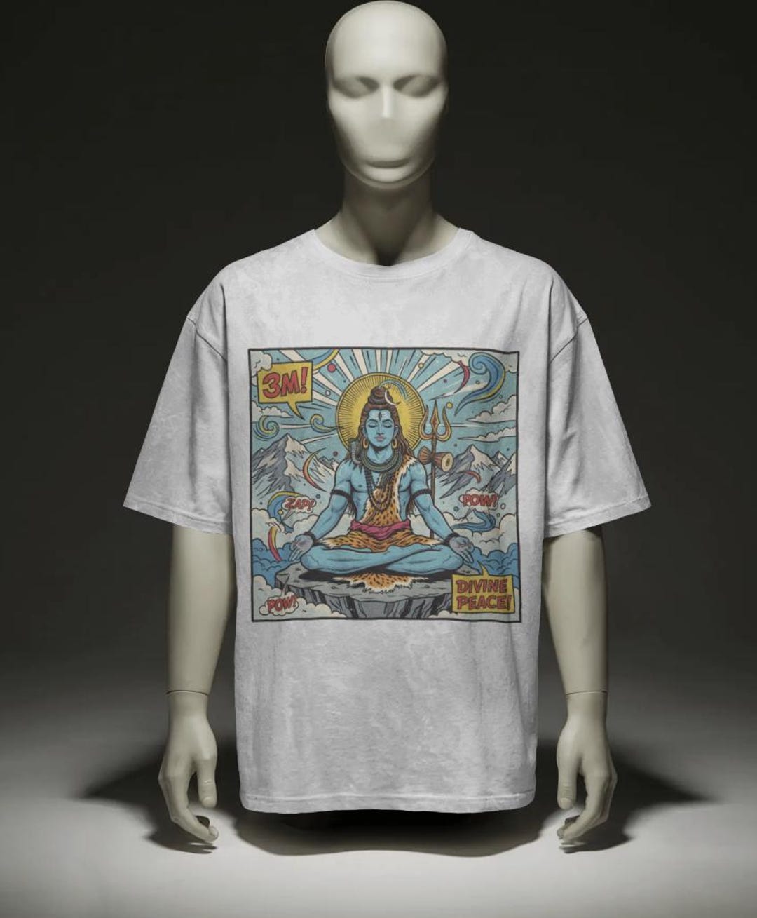 Lord Shiva Pop Art T Shirt Himalayan Meditation Spiritual Graphic Tee ...
