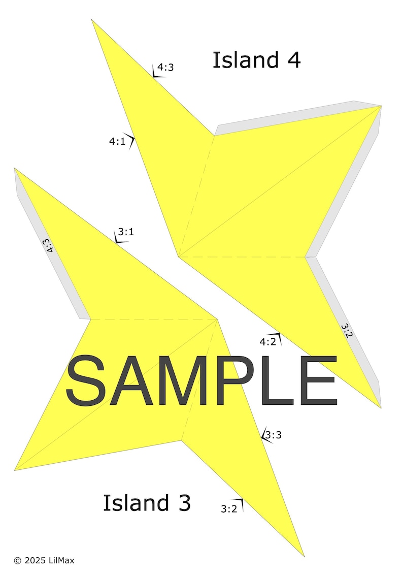 3D Star Papercraft PDF Template | Christmas & Holiday Decoration | Low ...