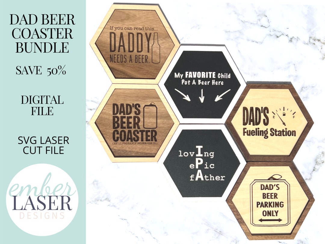 Coaster SVG File | Lasercut Files | Glowforge Coaster Laser SVG | Dad ...