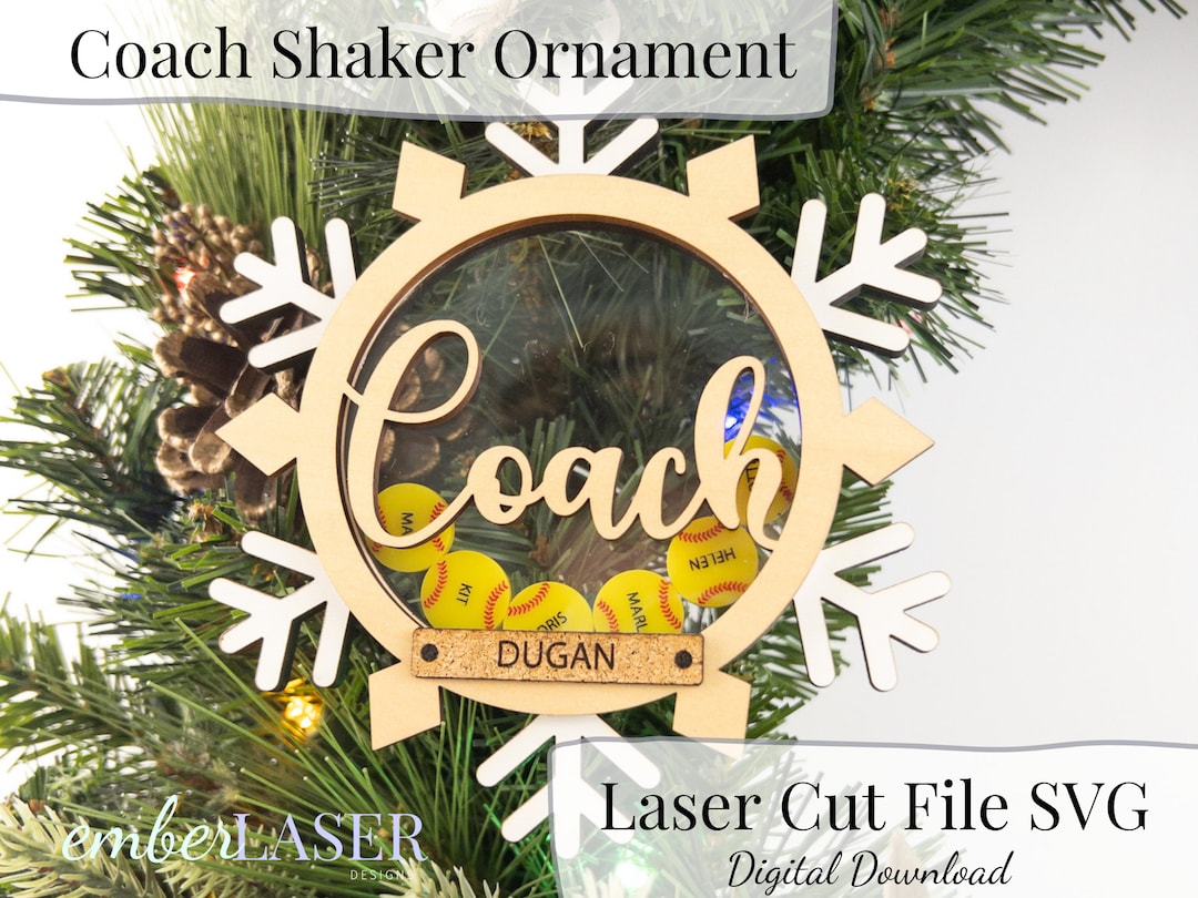 Unique Snowflake Shaker Ornament Laser SVG File for Softball Coach ...
