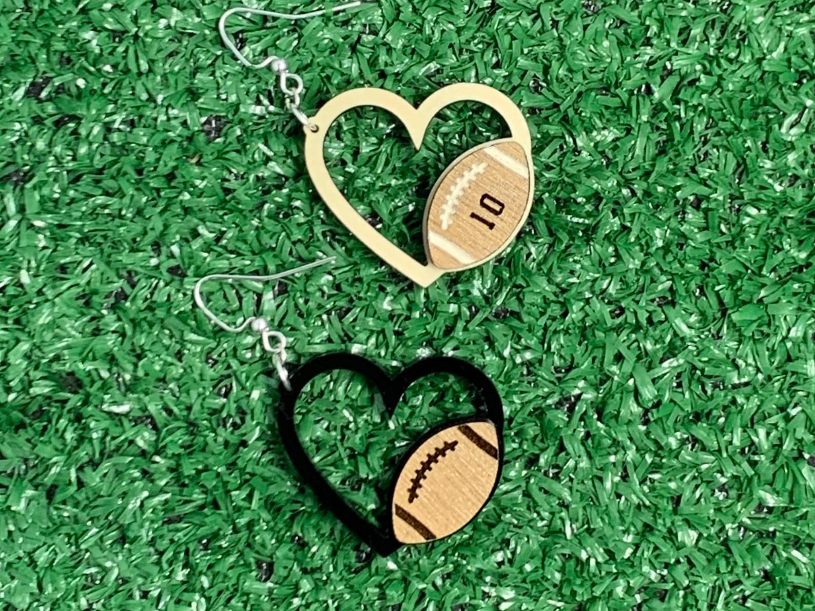 Football Heart Earrings Laser Cut File: SVG Glowforge Pattern (digital ...