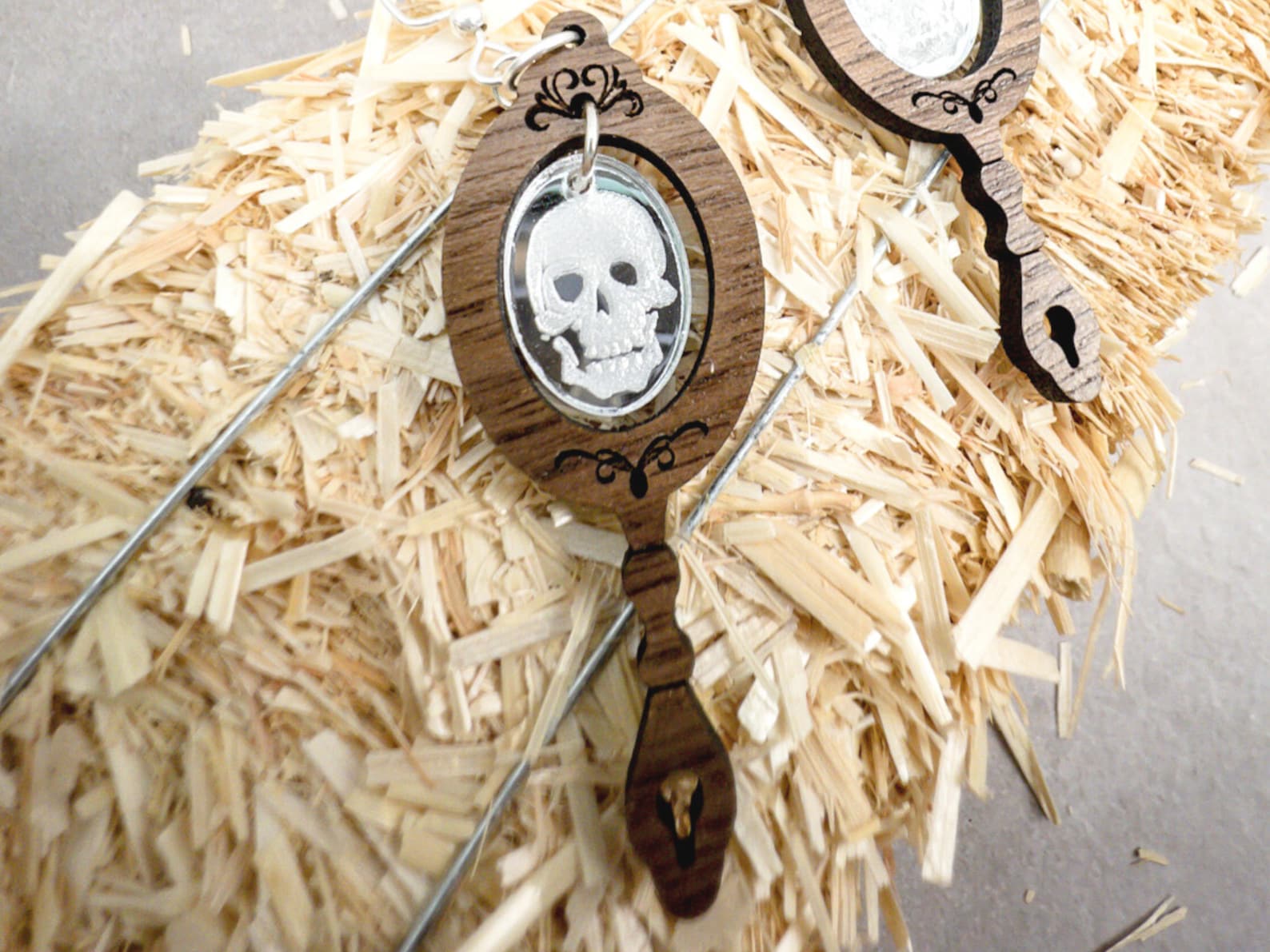 Halloween Skull Mirror Lasercut Earrings File Bundle - Etsy