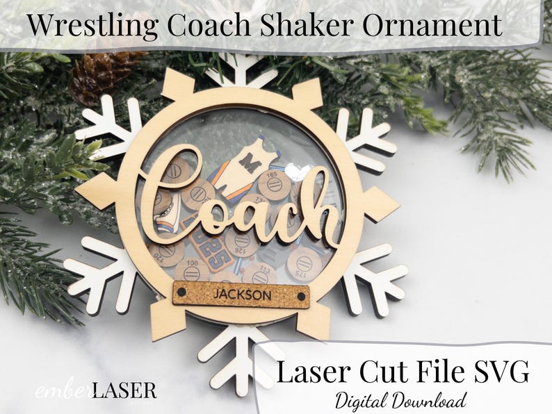 Wrestling Coach Snowflake Shaker Ornament SVG Laser Cut File - Etsy