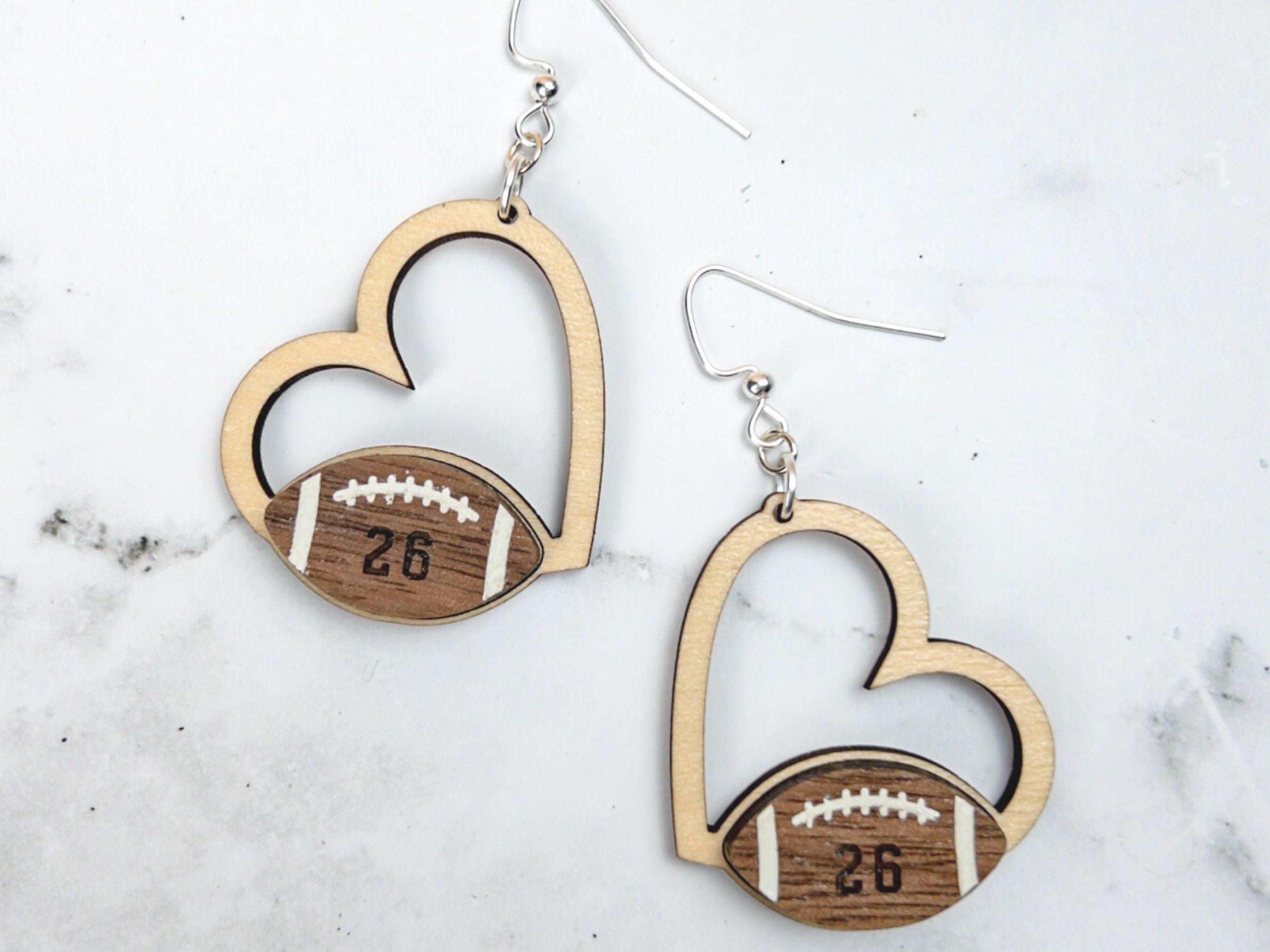 Football Heart Earrings Laser Cut File: SVG Glowforge Pattern (digital ...