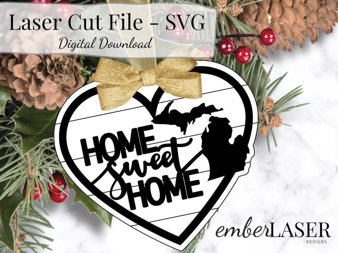 Michigan State Christmas Ornament Laser Cut File: Shiplap Heart SVG ...