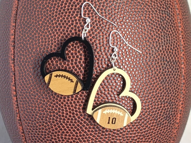 Football Heart Earrings Laser Cut File: SVG Glowforge Pattern (digital ...
