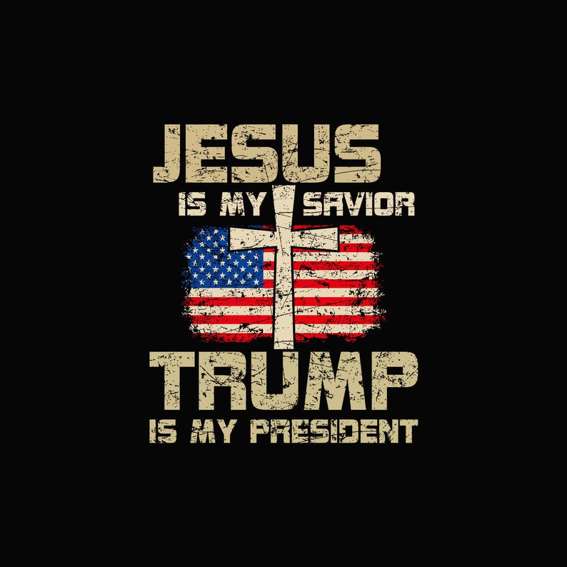 Jesus & Trump Patriotic PNG: American Flag Cross Design (digital ...