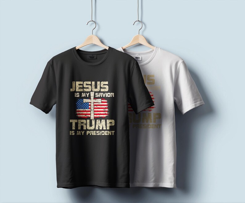 Jesus & Trump Patriotic PNG: American Flag Cross Design (digital ...
