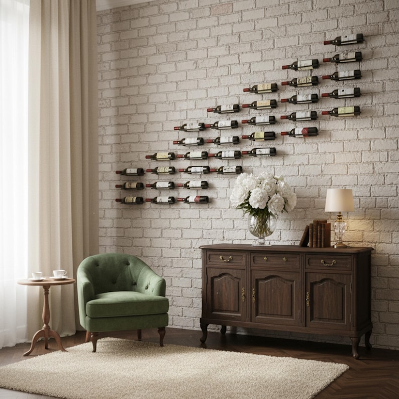 Metal Wall Mounted Wine Rack: Minimalist Set of 6 - Etsy
