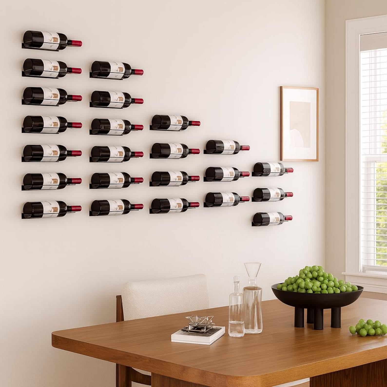 Black Metal Wall Mounted Wine Rack - Set of 6 - Modern Minimalist Decor ...