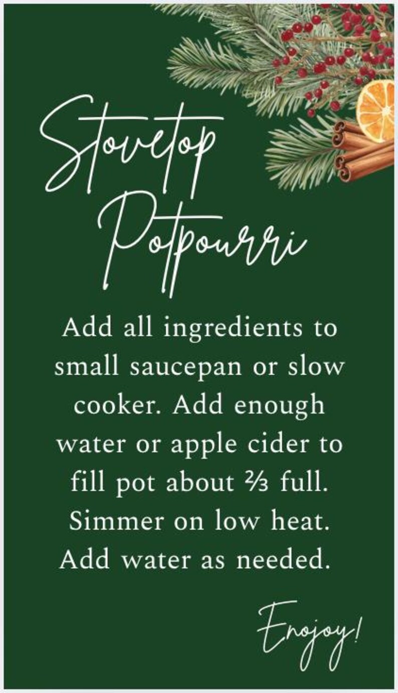 Stovetop Potpourri Label With Directions, Instant Download. Multiple ...