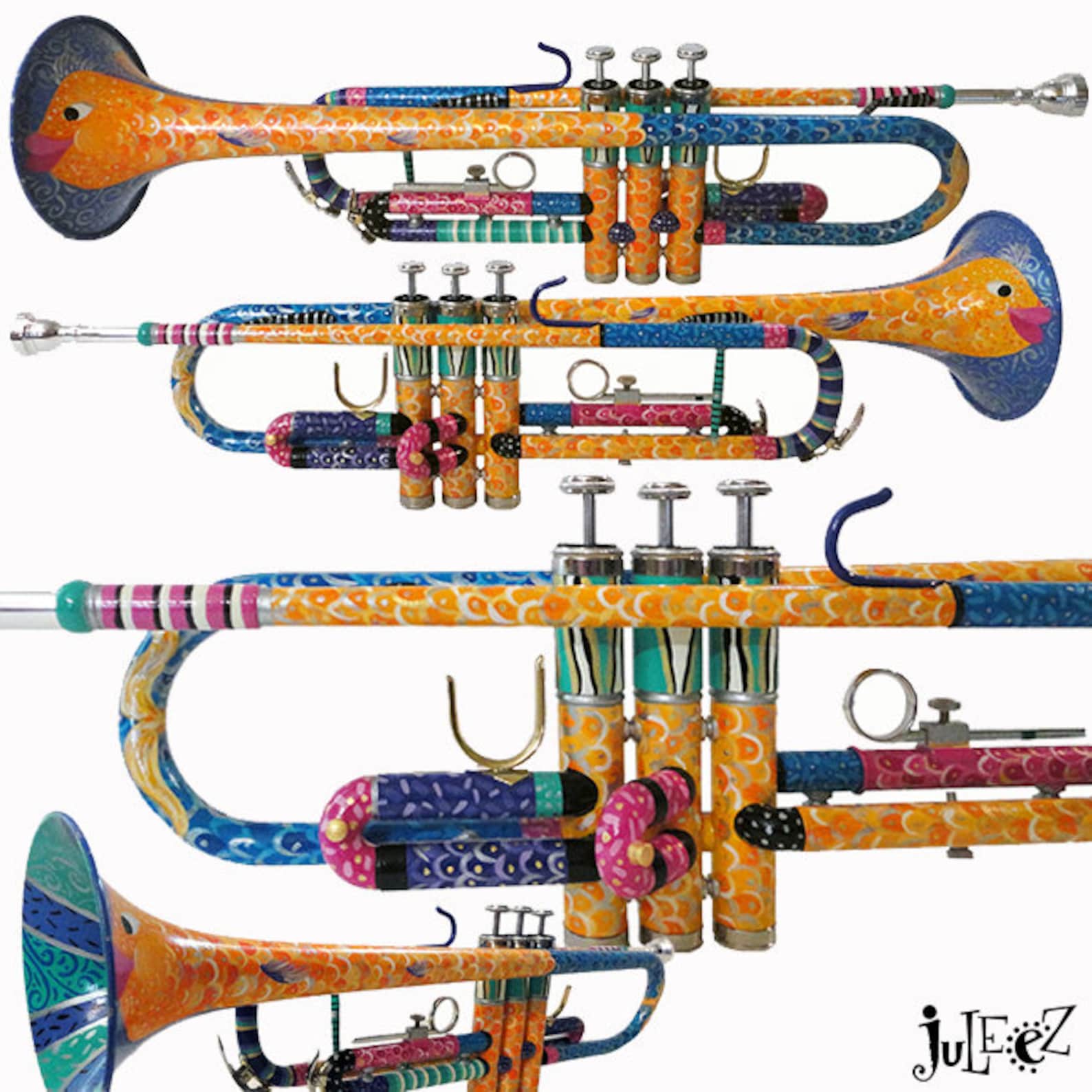 Colorful Trumpet Hand Painted Trumpet Musical Instrument - Etsy