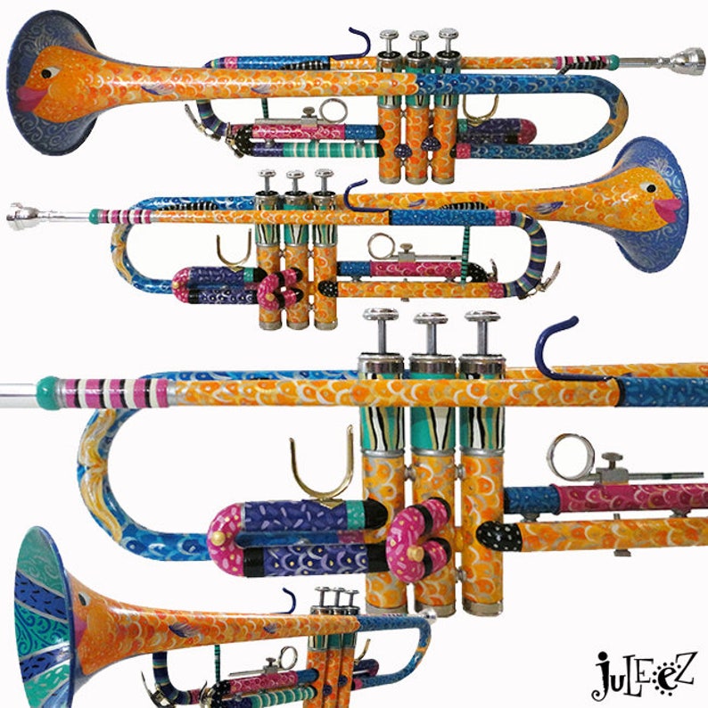 Colorful Trumpet Hand Painted Trumpet Musical Instrument - Etsy