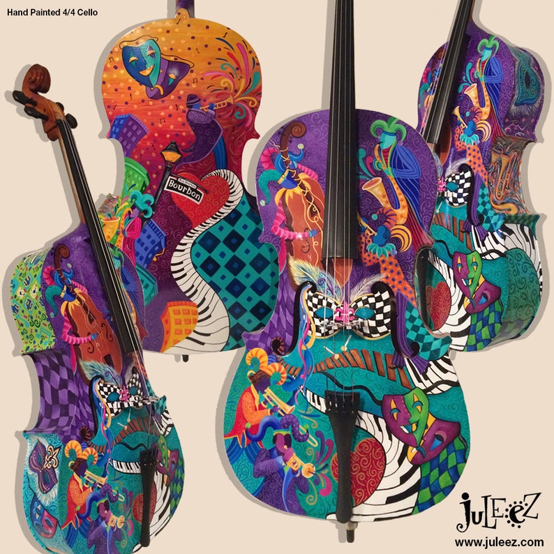 Colorful 4/4 Cello, Cello Musical Instrument, Hand Painted Cello ...