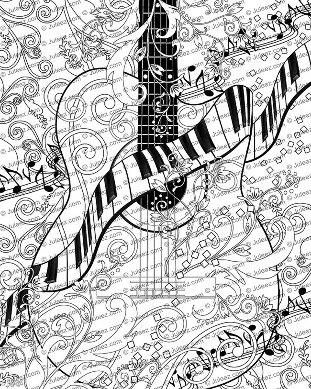 Piano Keys Coloring Page