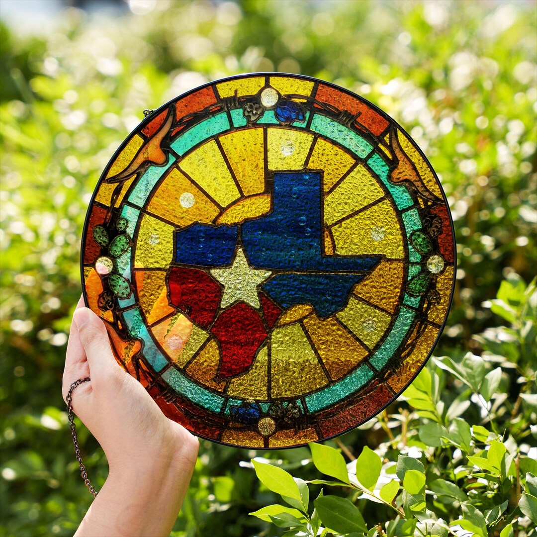Texas Stained Glass Suncatcher | Lone Star Window Hanging | Handmade ...
