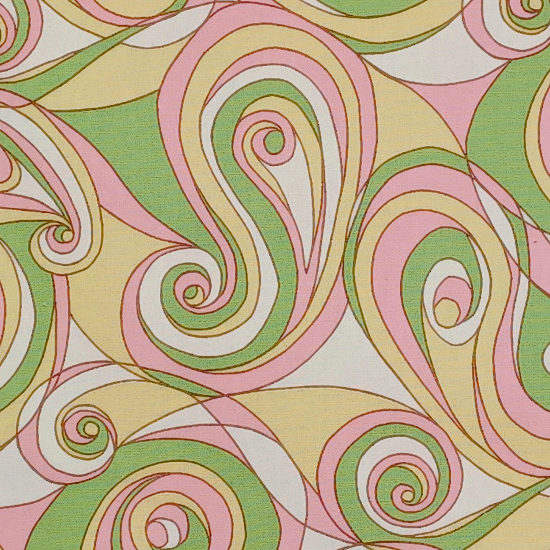 1/2 Yard X 58" Extra Wide Pastel MOD RETRO SPIRALS Dusty Pink Sage P ...