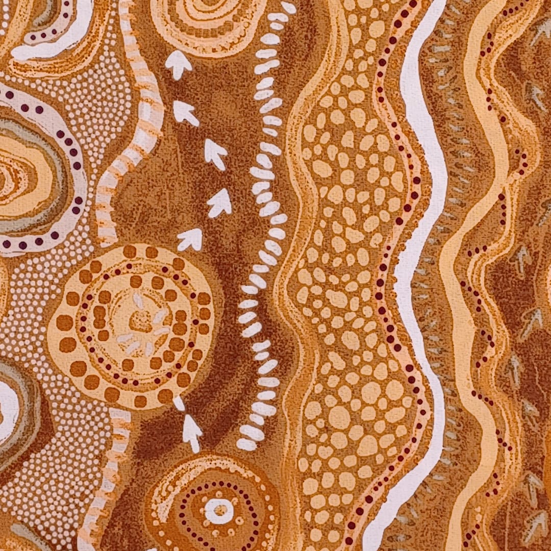1 Fat Quarter Balarinji ABSTRACT SAND PAINTING Brown Aboriginal ...